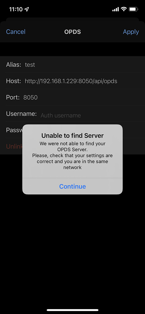 Cannot connect to an OPDS server (custom) - Panels Community